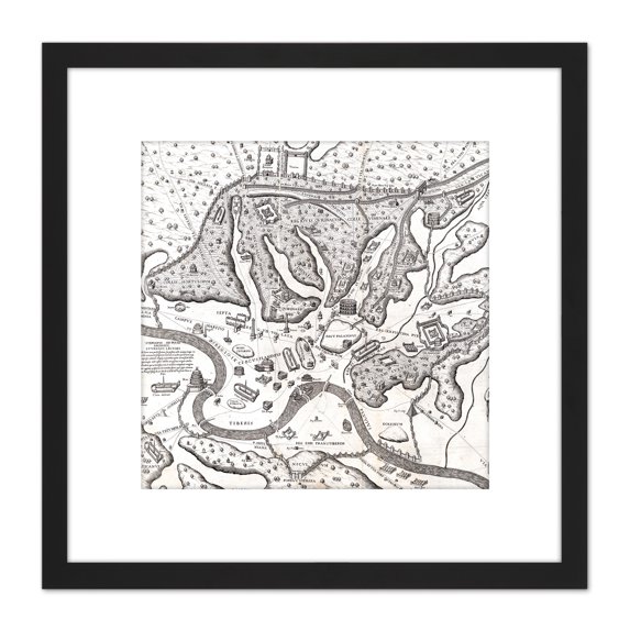 Map Du Perac 1573 Ancient Rome Hills City Plan Chart 8X8 Inch Square ...