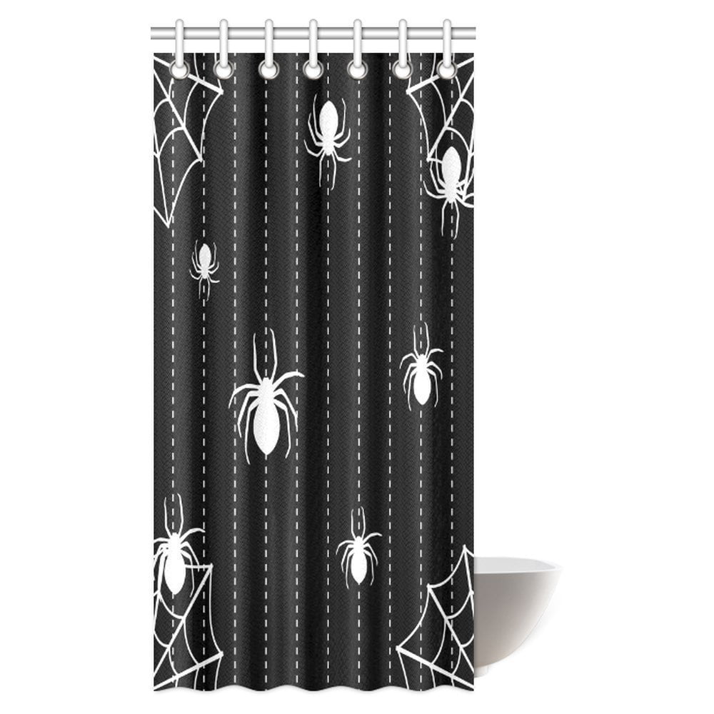 Mypop Halloween Decor Shower Curtain Spider Web Icon Background