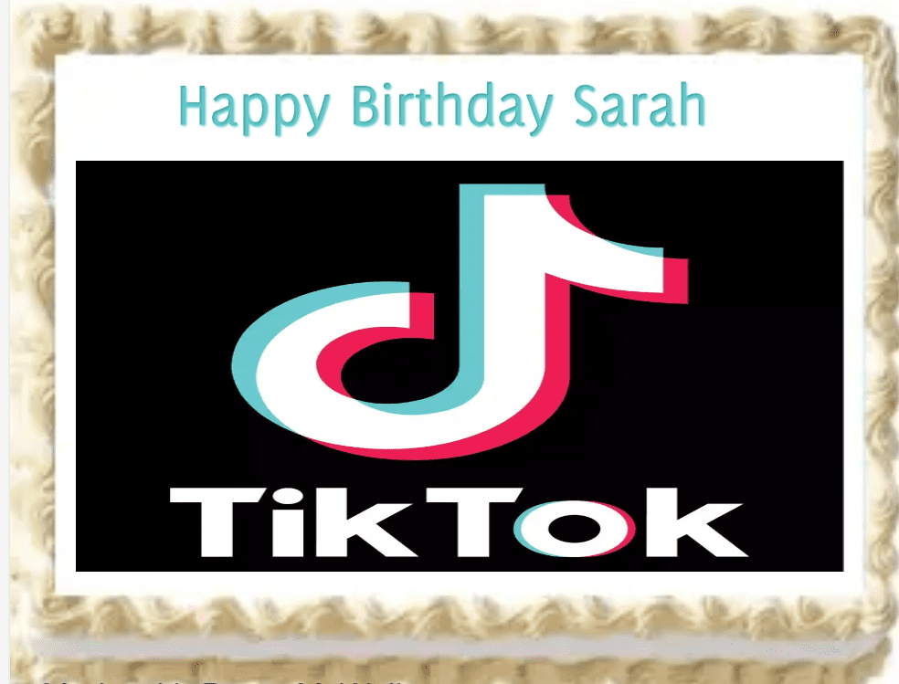 Tik Tok Personalized Edible Cake Image Frosting Topper Decoration 1/4 ...