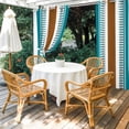 Boho Brown Outdoor Curtains for Patio, and Blue Striped Tribal ...