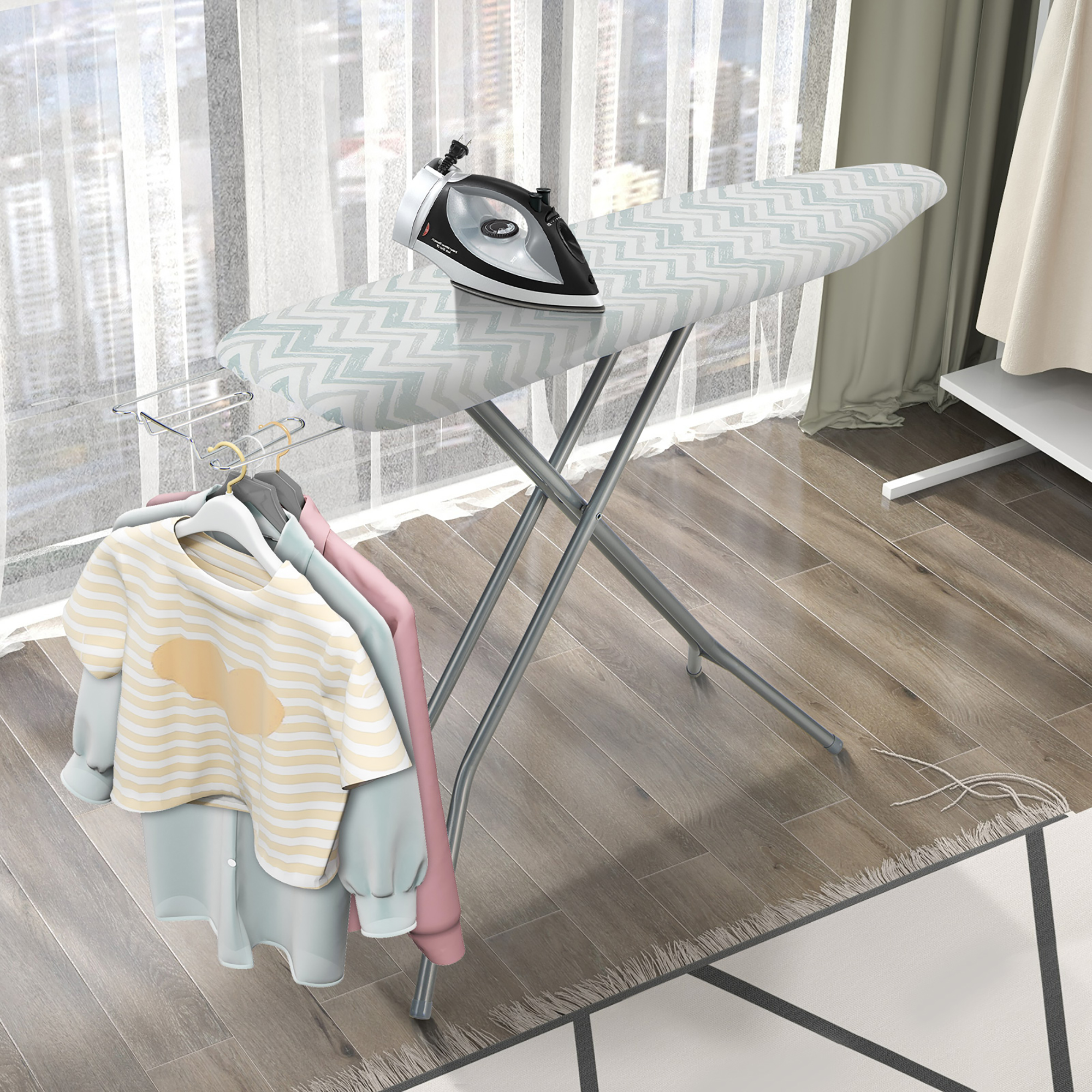 Gymax 60'' x15'' Foldable Ironing Board Iron Table w/ Iron Rest Extra ...