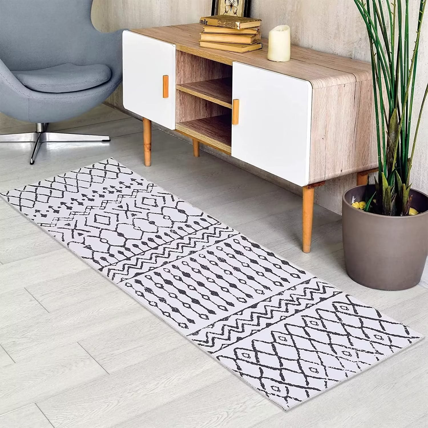 ZACOO Chenille Bohemian Runner Rug 2x6 Feet Distressed Moroccan Indoor ...