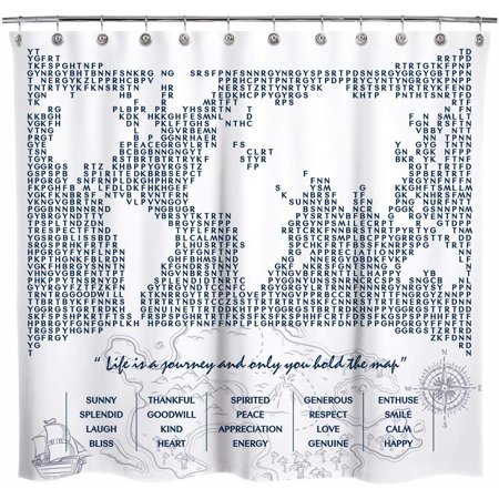 JOYWEIDesign World Map in Positive Thinking Words Game Fabric Shower ...