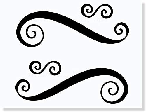 Swirls Set of 4 Wall Decals Art Vinyl Stickers Home Décor Black ...