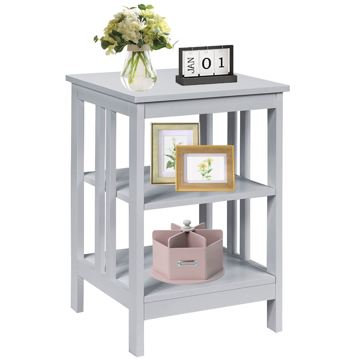 Coelon 3-Tier Nightstand Sofa Bed Side Table Multifunctional Storage ...