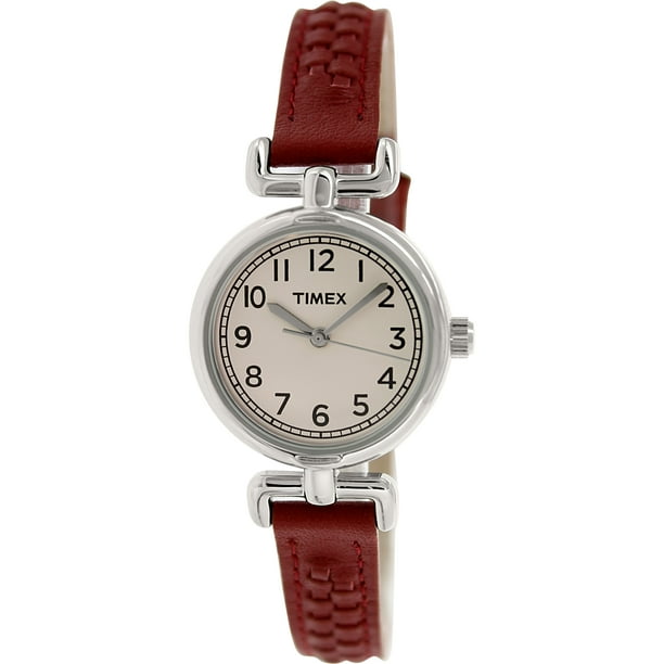 Timex - Timex Women's Weekender T2N661 Red Leather Analog Quartz ...