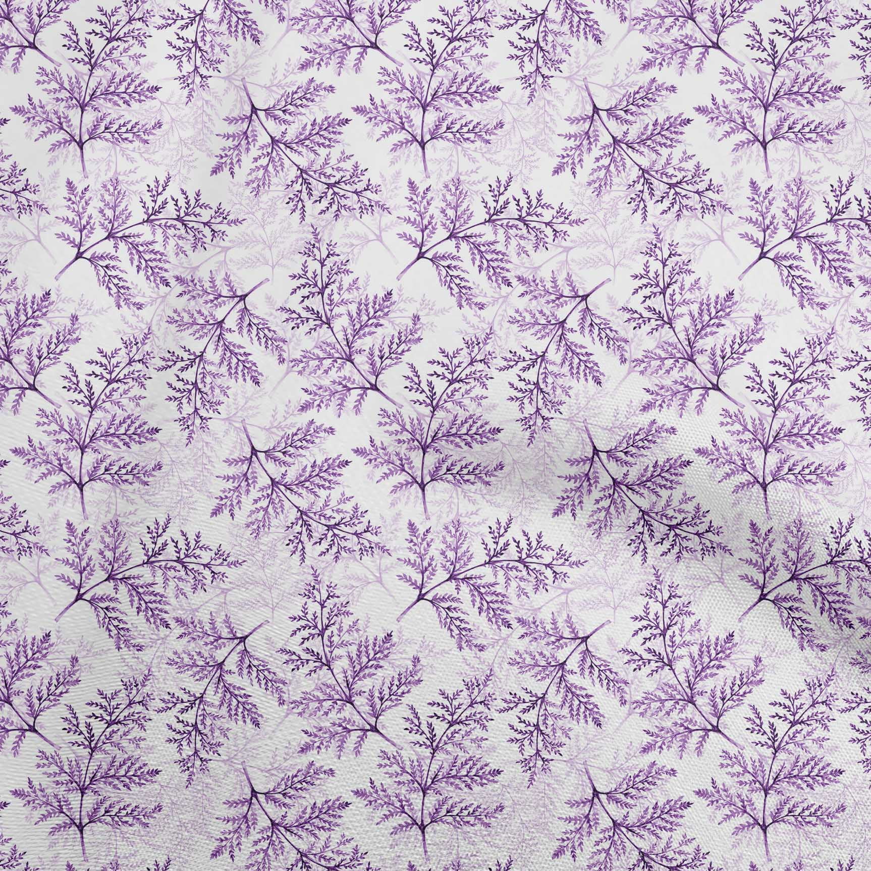 oneOone Viscose Chiffon Violet Fabric Leaf Dress Material Fabric Print ...