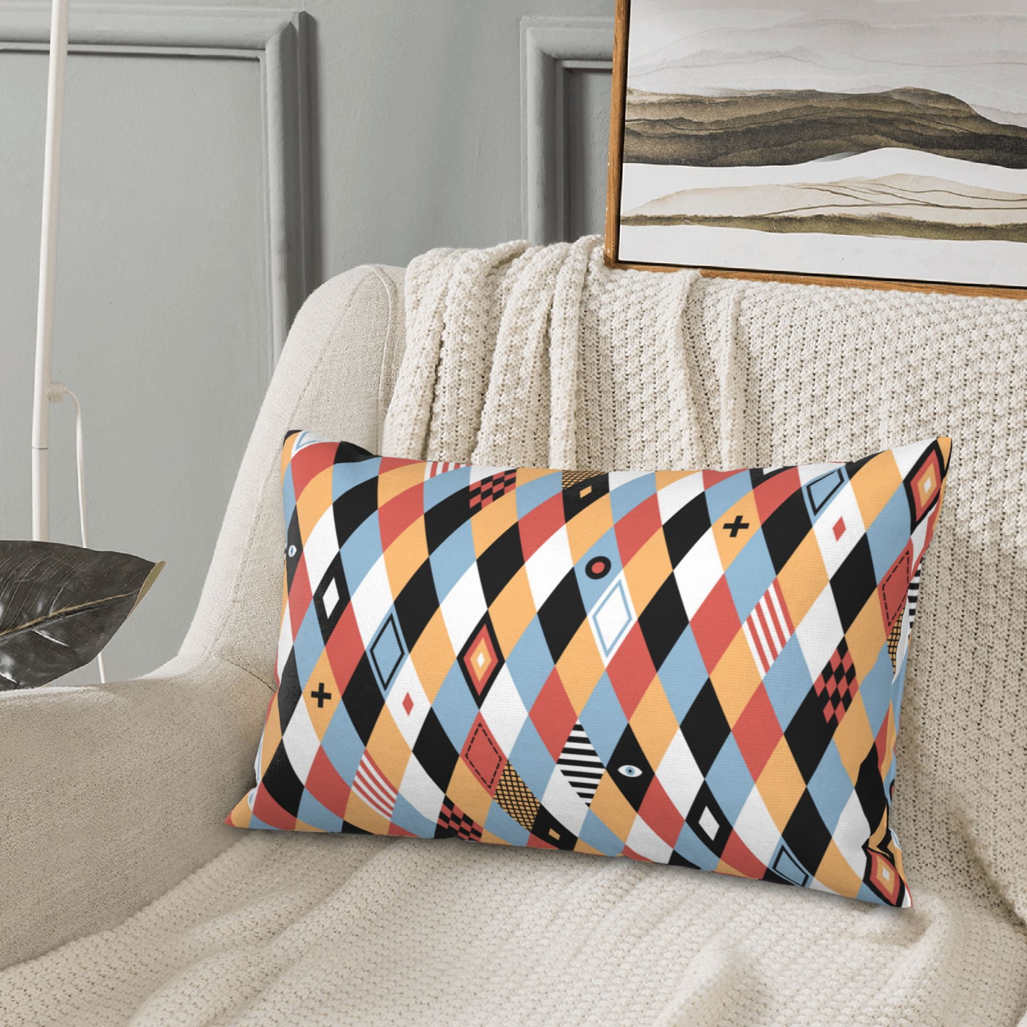 ZNDUO Rectangular Plush Cushion Cover, Modern Art Leisure Pattern Non ...