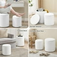 White Round Storage Ottoman Set of 2, Bouclé Teddy Upholstered Vanity ...
