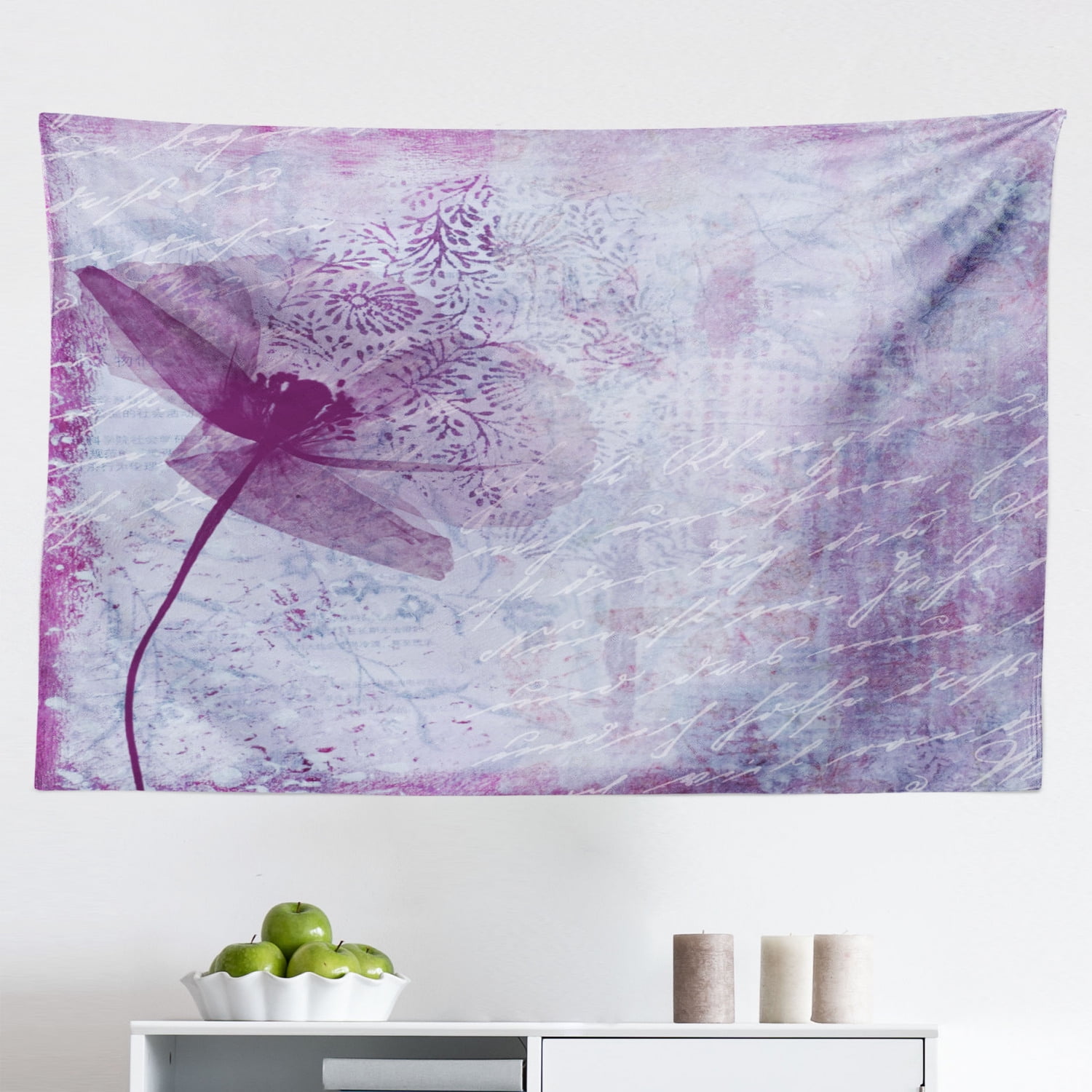 Poppy Flower Tapestry, Floral Background with Butterflies Spring Season ...