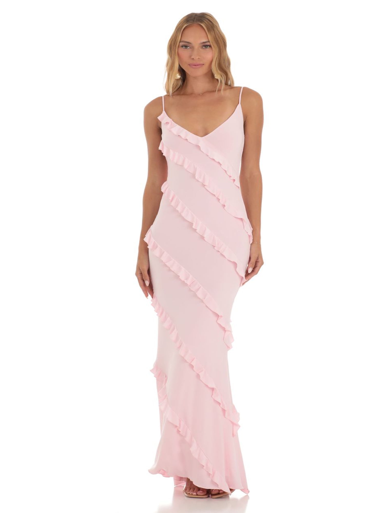 Womens Summer Long Dress White Sleeveless Backless Ruffle Spaghetti