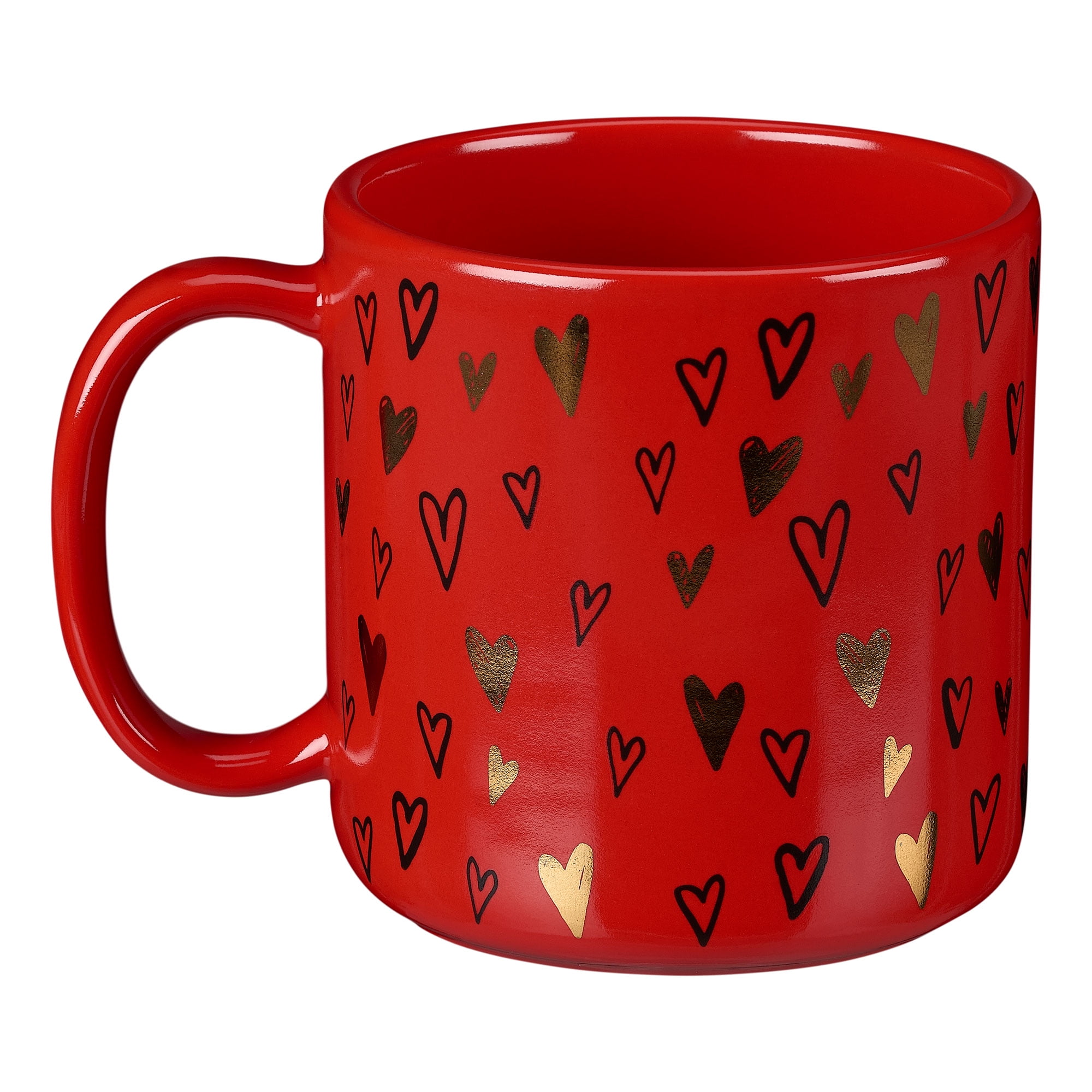 Way to Celebrate Red Mug Gold with Hearts - Walmart.com