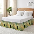 Black Cat Bed Skirt California King Size 16 Inch Drop, Colorful Floral ...
