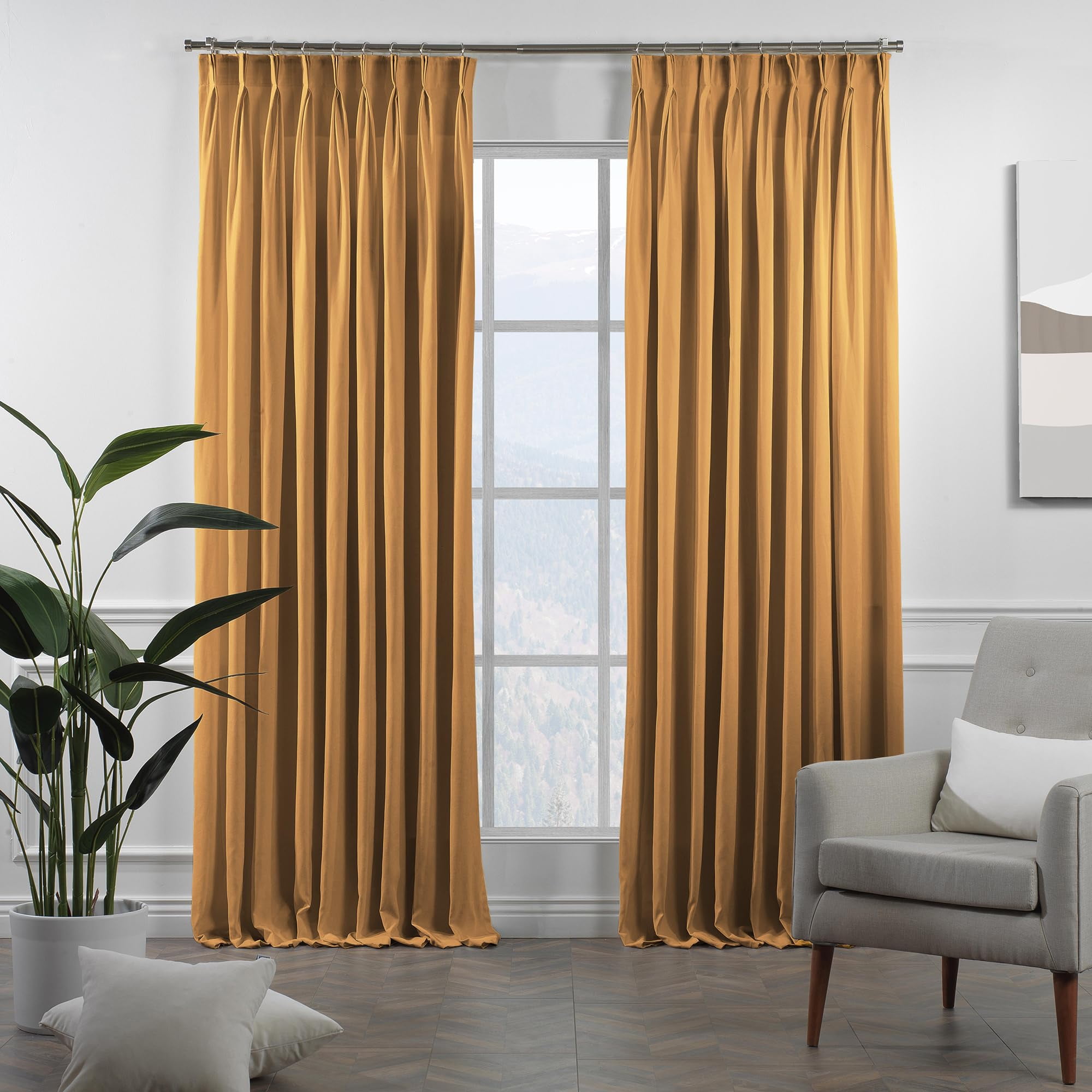 3S Brother's Pinch Pleated Linen Texture Drapes Home Décor Single Panel ...