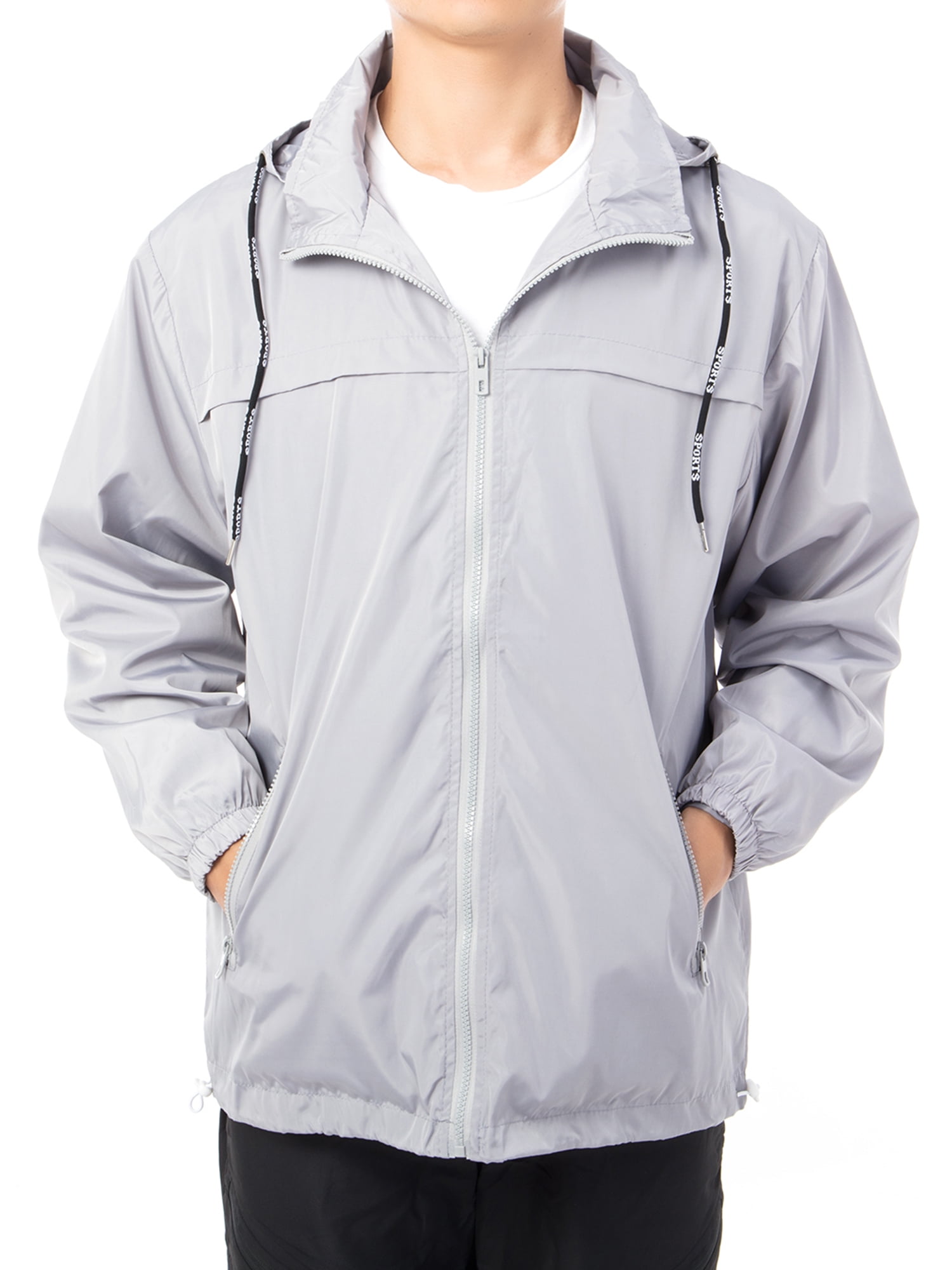 DODOING Men's Hooded Windbreaker Jacket Lightweight Jacket Zip Up ...