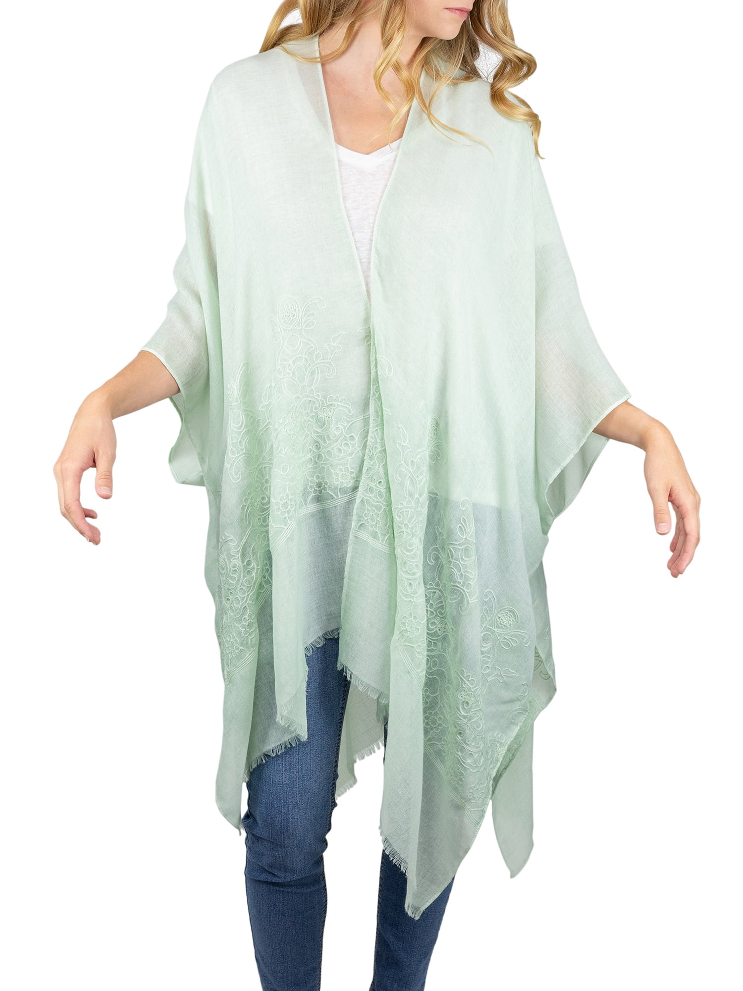 Time and Tru Women's Embroidered Open-Front Duster - Walmart.com