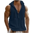 Ceisia Men's Sleeveless Hooded Henley Linen Blend Tank Top Assorted ...