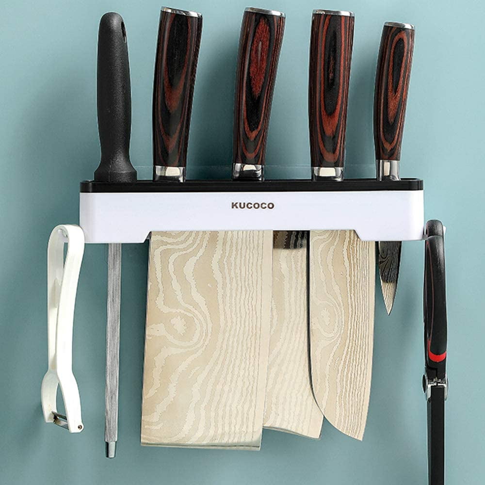 Wall Mounted Knife Holder, Kitchen Knife Storage Rack Non Perforating ...