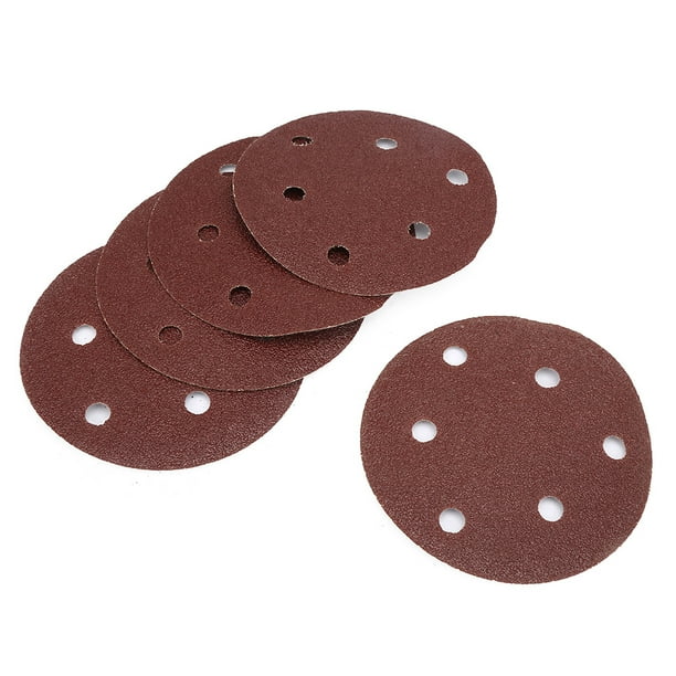 Zerone 100pcs 125mm 5 Inch 6 Hole Flocking Sandpaper Brushed Piece Back ...