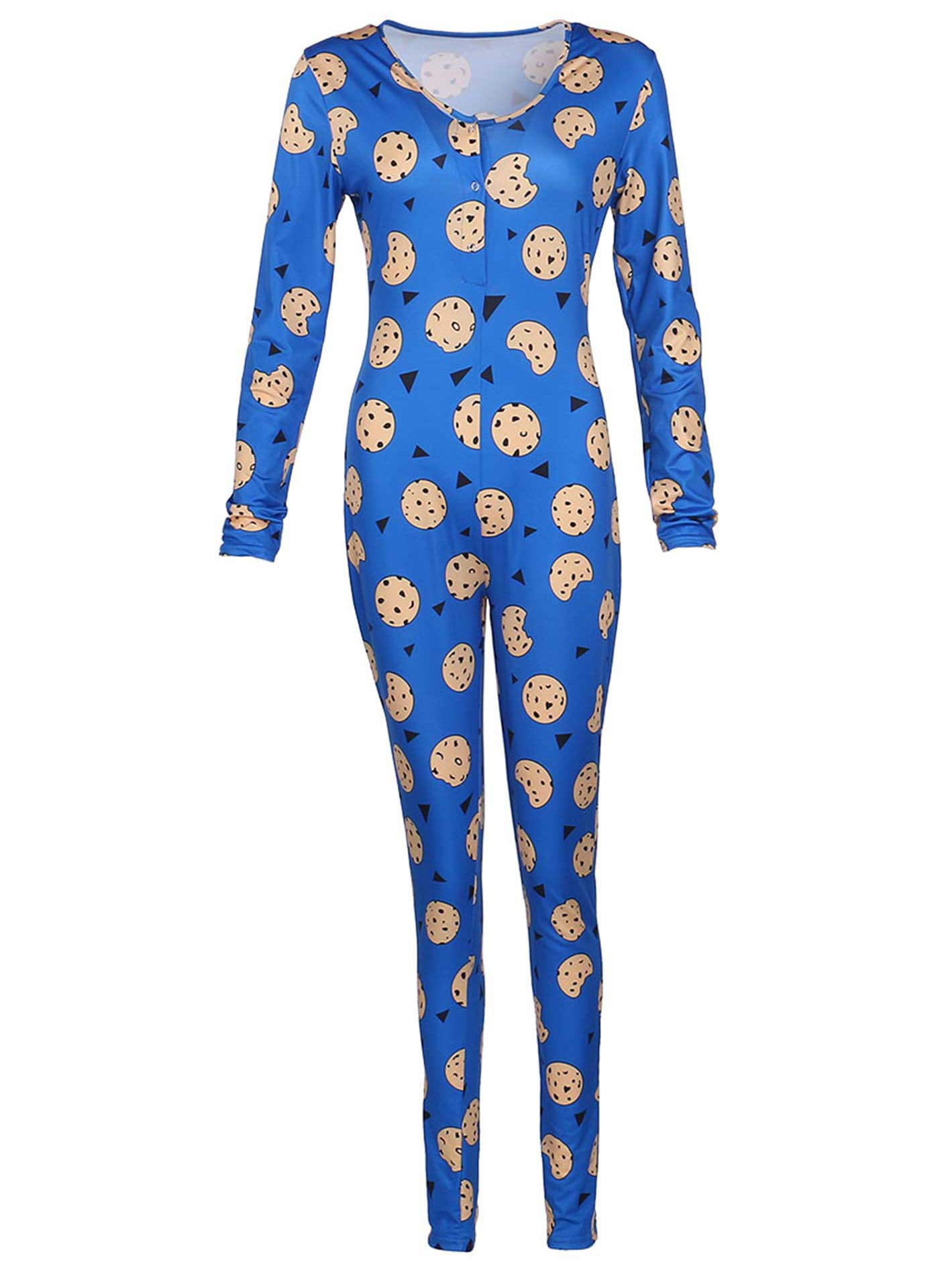 Hirigin Womens One Piece Sleepwear Cartoons Print Pajamas Jumpsuit ...