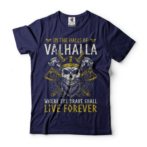 Mens In The Halls Of Valhalla T-Shirt Viking Shirts Viking Warrior Gift ...