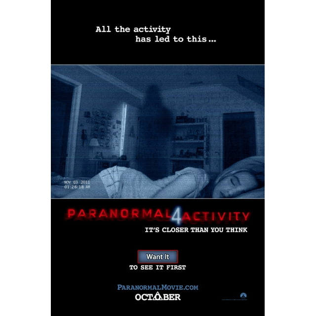 Paranormal Activity 4 Movie Poster 24inx36in (61cm x 91cm) Art Poster ...