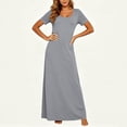 YueHuiYing Women's Flattering Round Neck Short Sleeve Maxi Dress Flowy ...