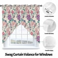 Purple Pink Flower Vintage Swag Kitchen Curtain Valances, Green Leaf ...