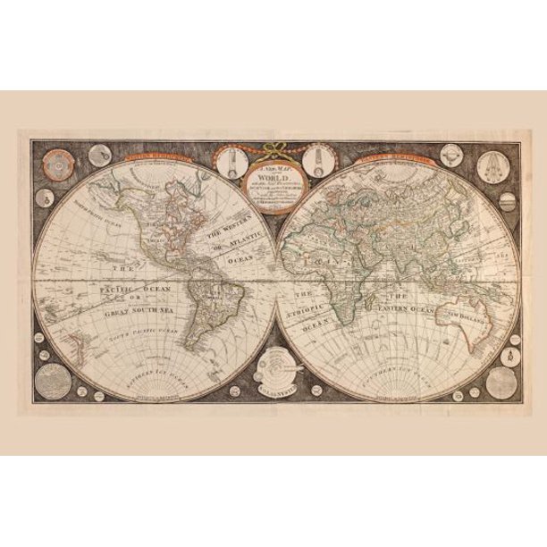 World Map 1799 Poster Historic Geography Art 12x16 Print on Metal Sign ...