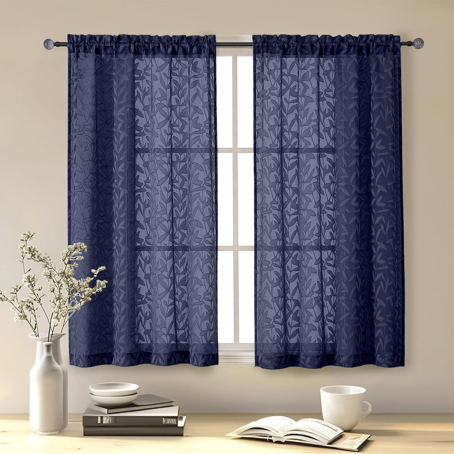Click here for Siabc-Navy Blue Curtains  42W X 54L  2 Panels Set... prices