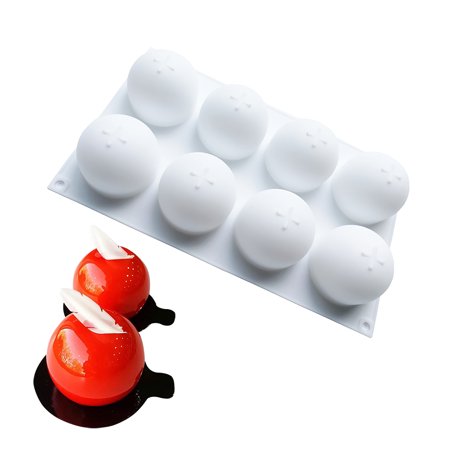 ACCEDE 3D Sphere Silicone Mold Round Mousse Cake Baking Molds, white, 8 ...