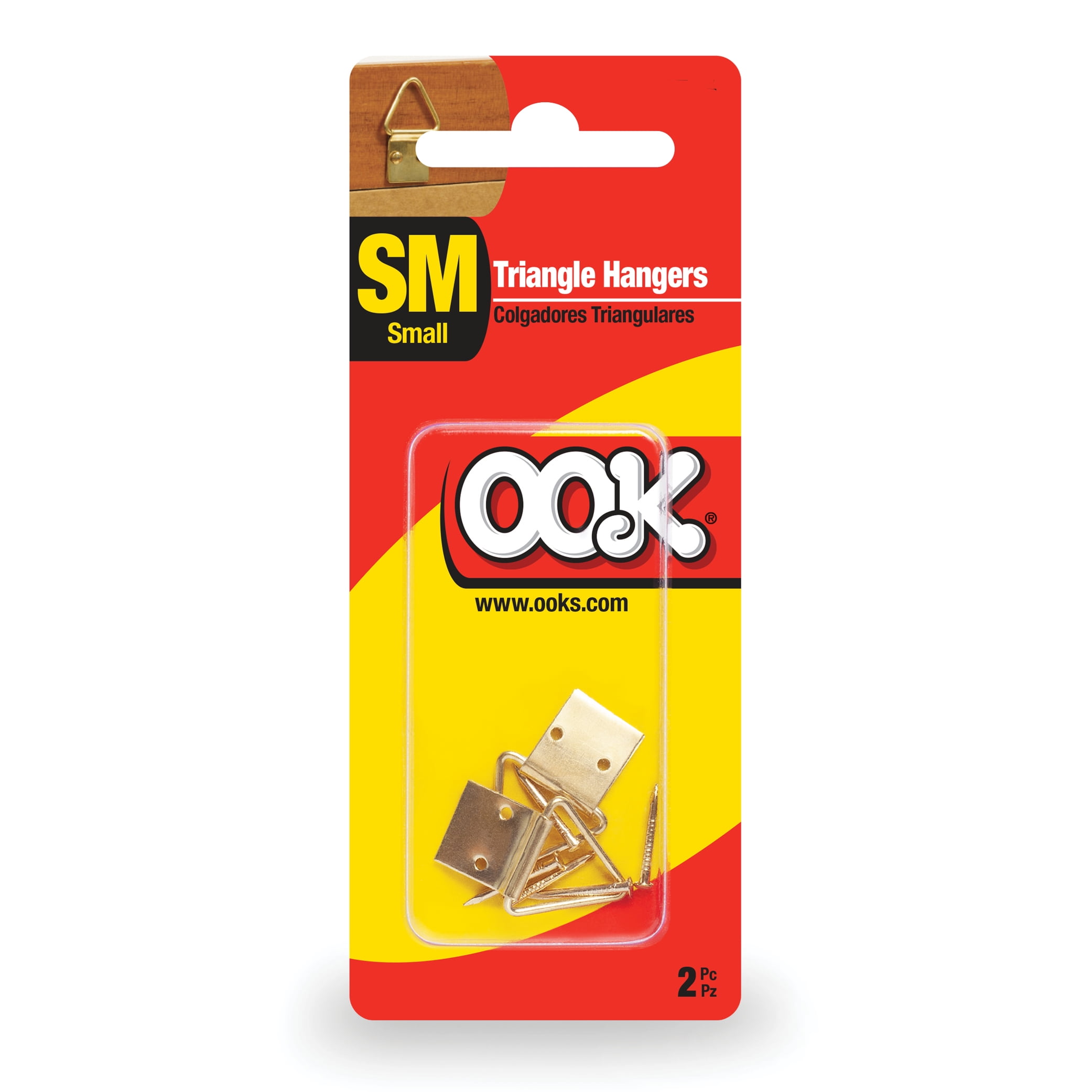 OOK Small Triangle Ring Hanger Brass Finish, Steel, 2 Pack - Walmart.com