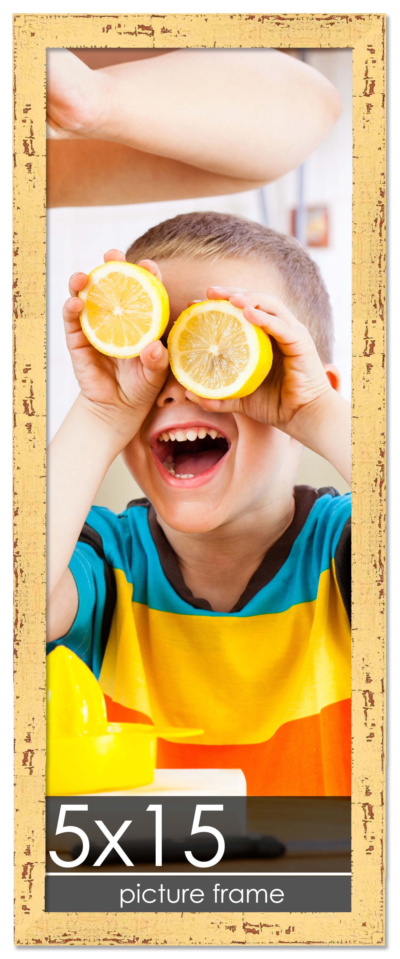 5x15 Frame Yellow Rustic Farmhouse - Shabby Chic Wood Picture Frame ...