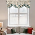 Art Botanical Tie Up Valances Curtain, Teal Beige Floral Blue Butterfly ...