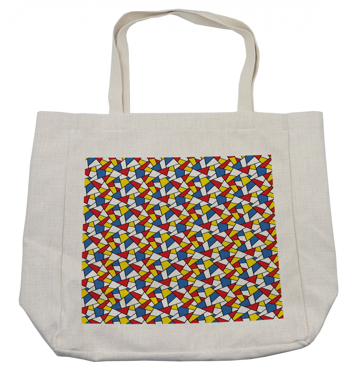 Mosaic Shopping Bag, Geometric Shapes Composition with Colorful Stained ...