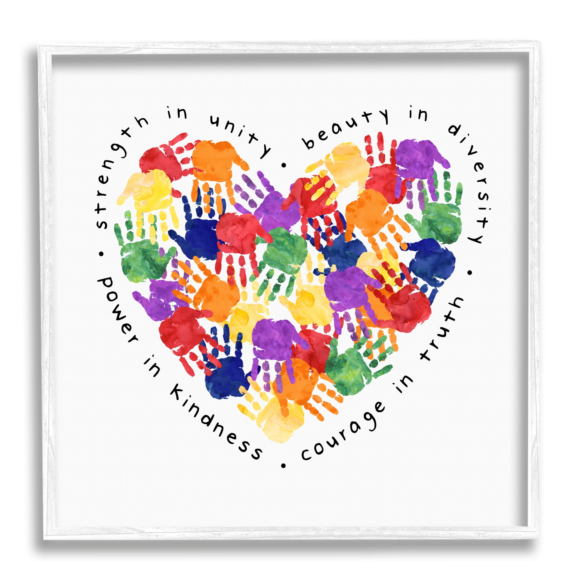 Stupell Industries Strength In Unity Children's Rainbow Handprint Heart ...