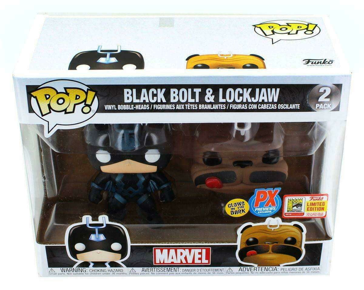 Funko POP! Marvel Black Bolt (Blue - Glow) & Lockjaw (Teleporting) (2 ...
