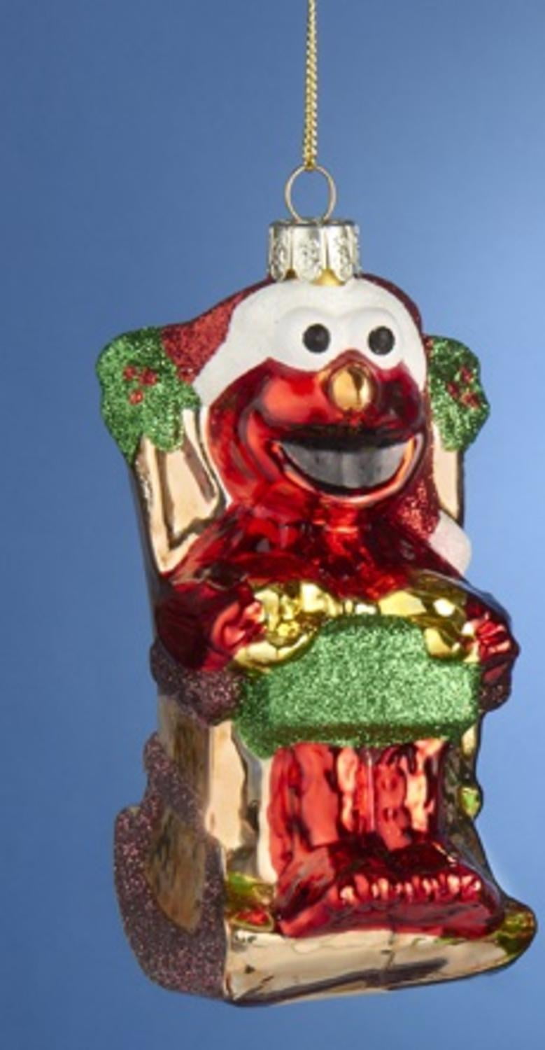 4.5" Sesame Street Glittered Red Elmo Sitting in a Rocking Chair ...