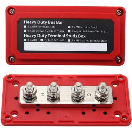 iztor 300A 48V Heavy Duty Bus Bar Box Power Distribution Modular Design 4xM8 5/16" y Terminal ...