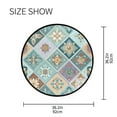 36.2 Inch Round Floor Mat Intricate Blue Shape Carpet Decor Rug for ...