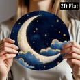 2D Flat, 1pc 8x8 Inch Aluminum Moon Stars Round Wall Decor Sign ...