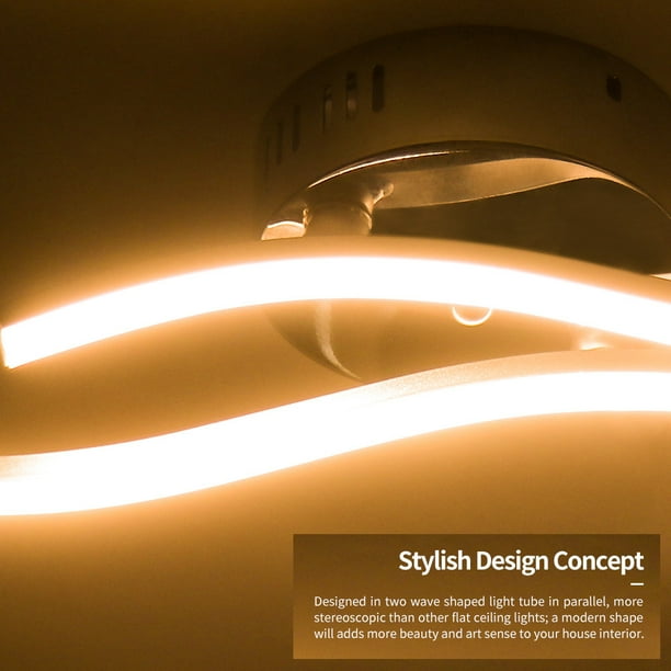 Led Wave Ceiling Lamp Bifurcated Shaped Ceiling Lamp Modern bright ...