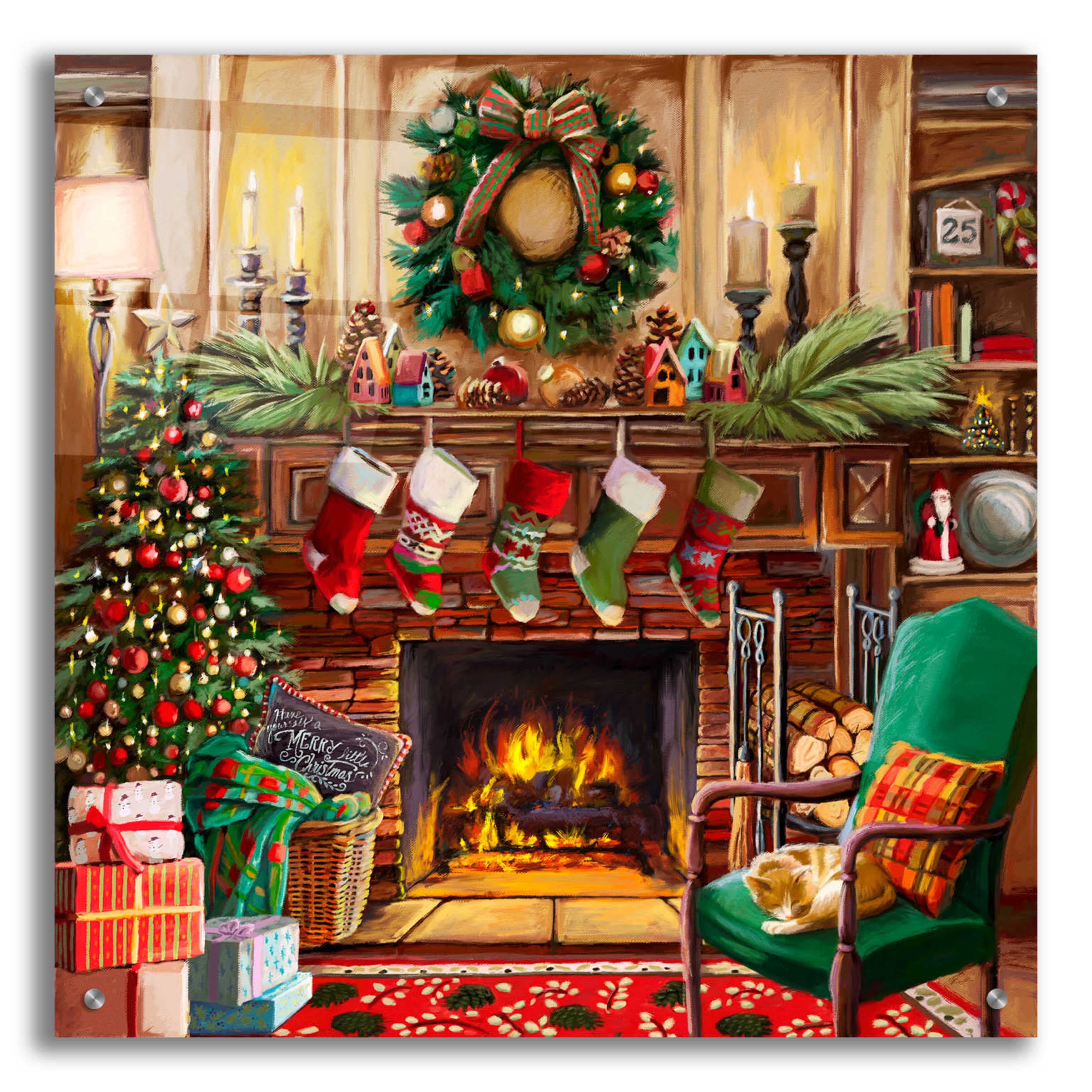 Epic Art 'Fireside Christmas' by Nicky Boehme, Acrylic Glass Wall Art ...
