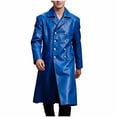Busydd Men's Leather Jacket Fashion Double Breasted Buttons Long Sleeve ...