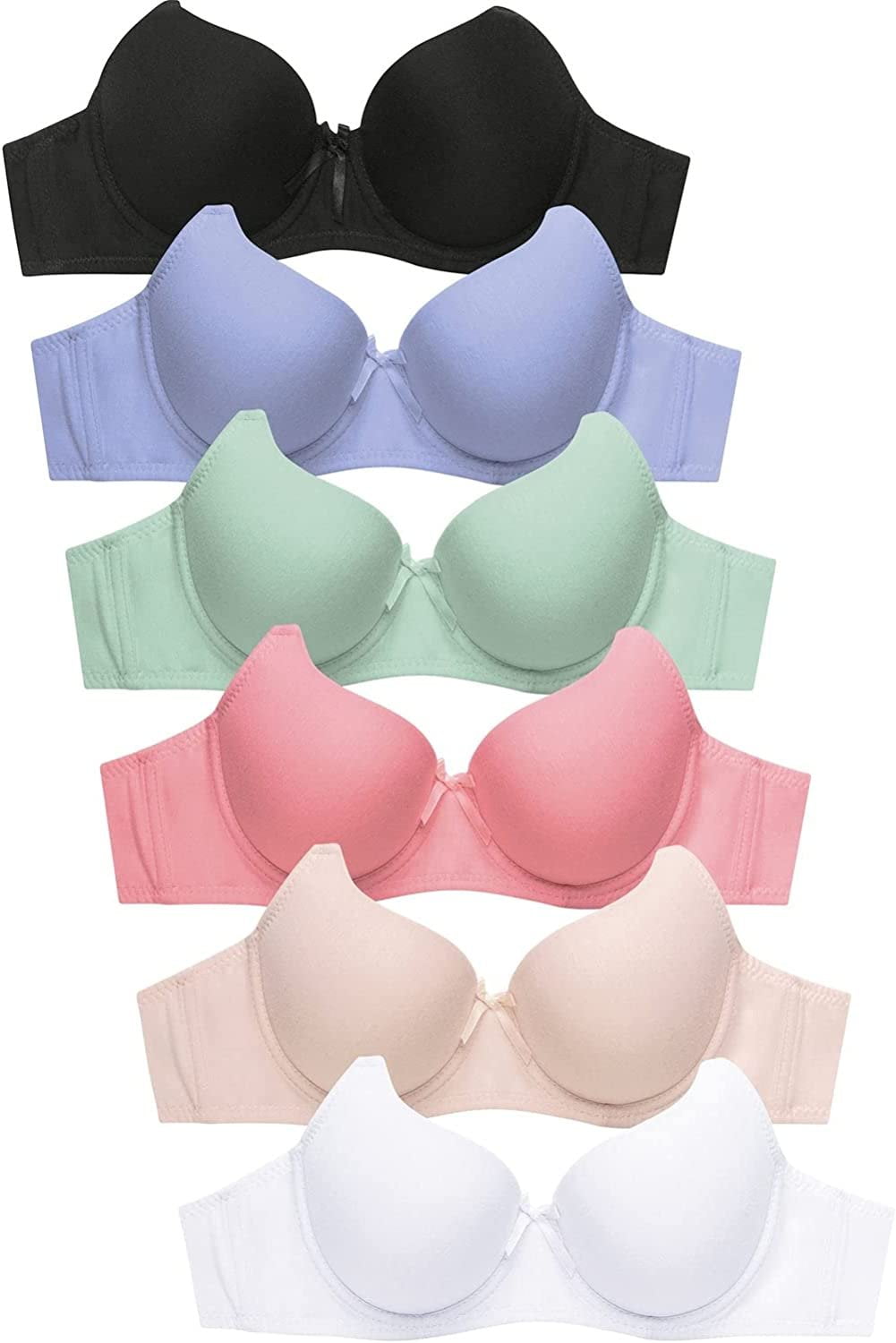 Women's Basic Plain Lace Bras Petite to Plus Size Pack of 6- Various ...