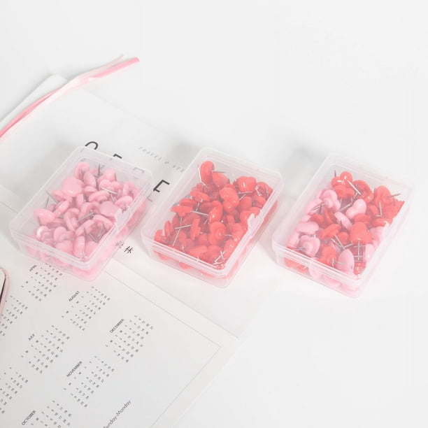 SHENMO 300 Pieces (Pink,Red)Heart Shaped Push Pins,Flag Push Pins ...