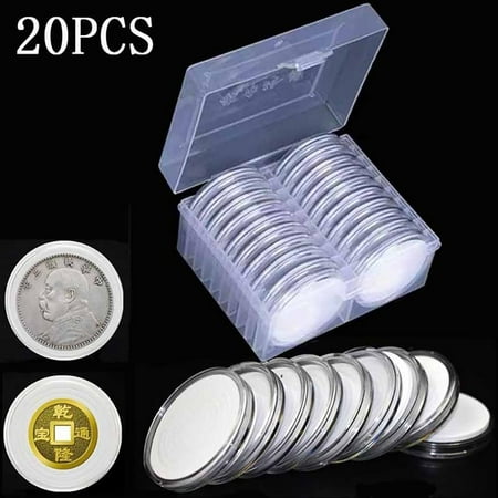 Coin Holder Capsules Round Plastic Clear Coin Box Coin Container Case ...