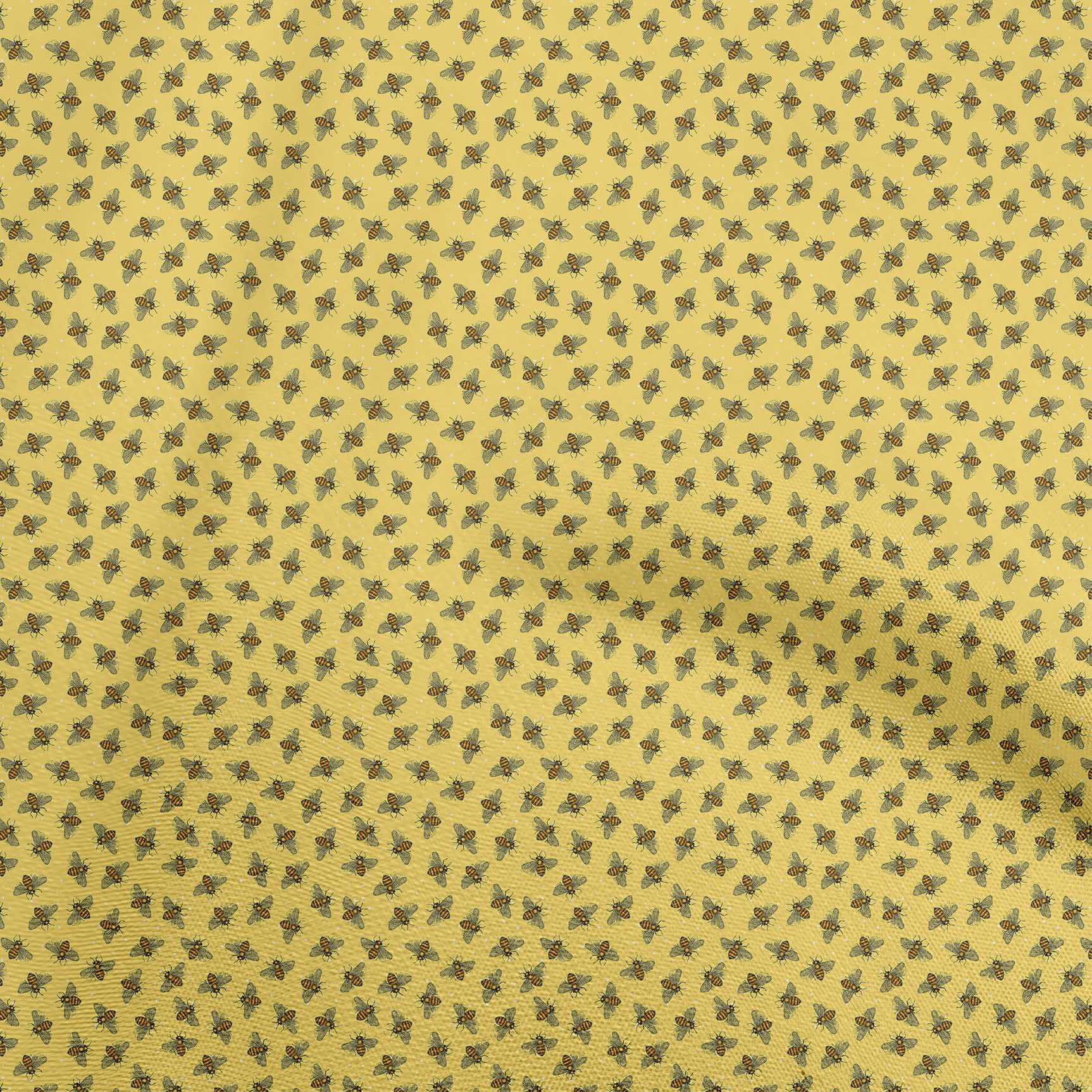 oneOone Silk Tabby Yellow Fabric Honey Bees Diy Clothing Quilting ...