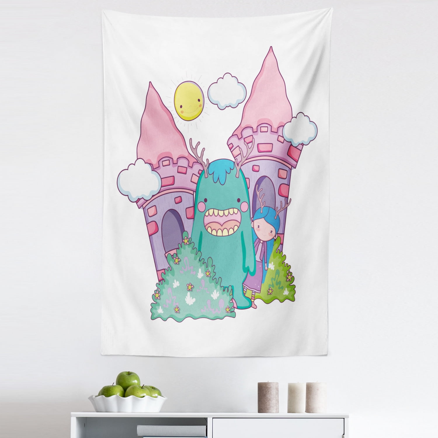 Alien Tapestry, Little Girl with Antlers and Monster Castle Forest ...