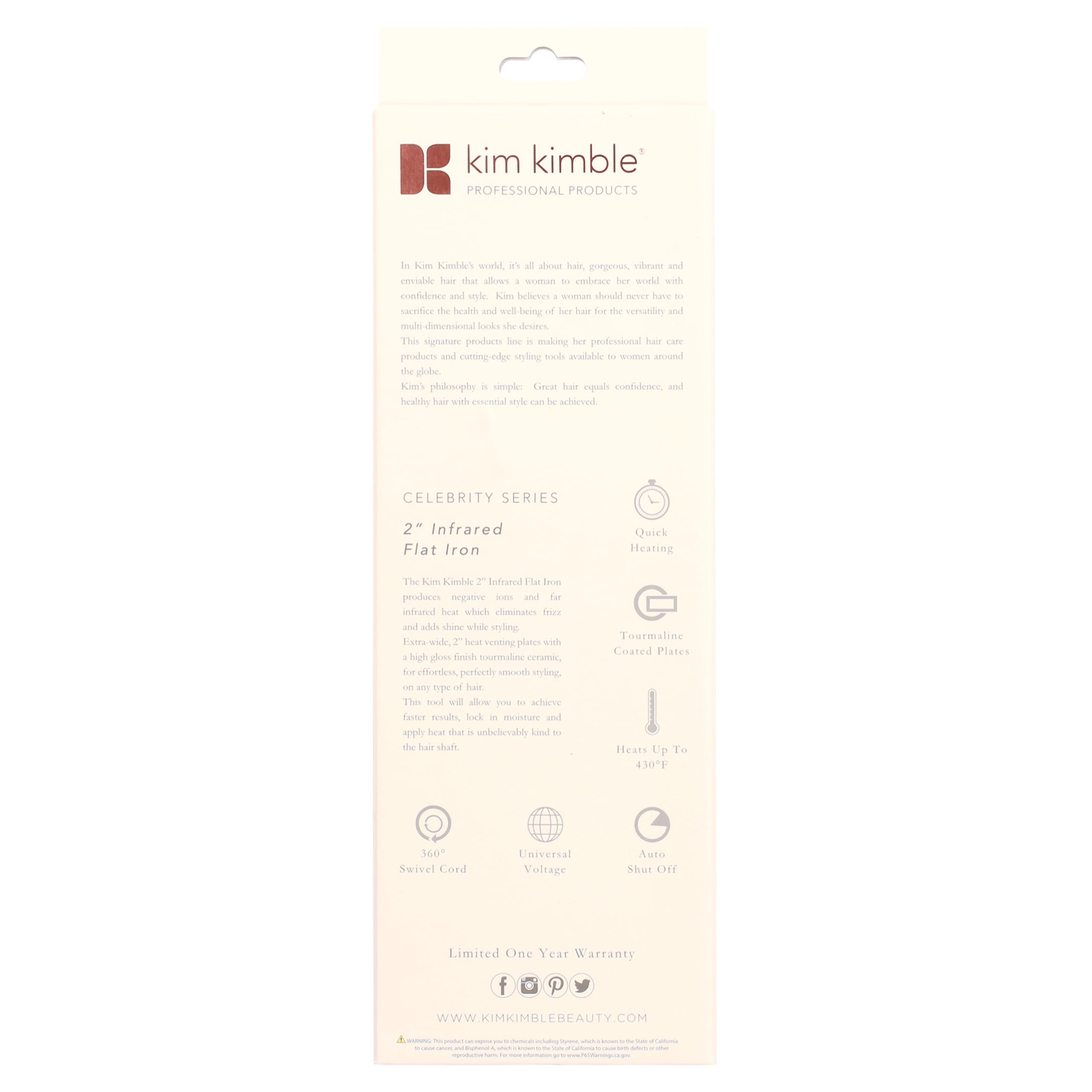 Kim Kimble Professional Ceramic Tourmaline Flat Iron Hair Straightener ...